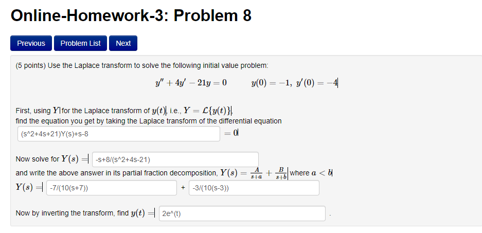 Solved Online-Homework-3: Problem 8 Previous Problem List | Chegg.com