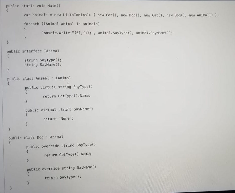 Solved public static void Main() var animals = new List { | Chegg.com