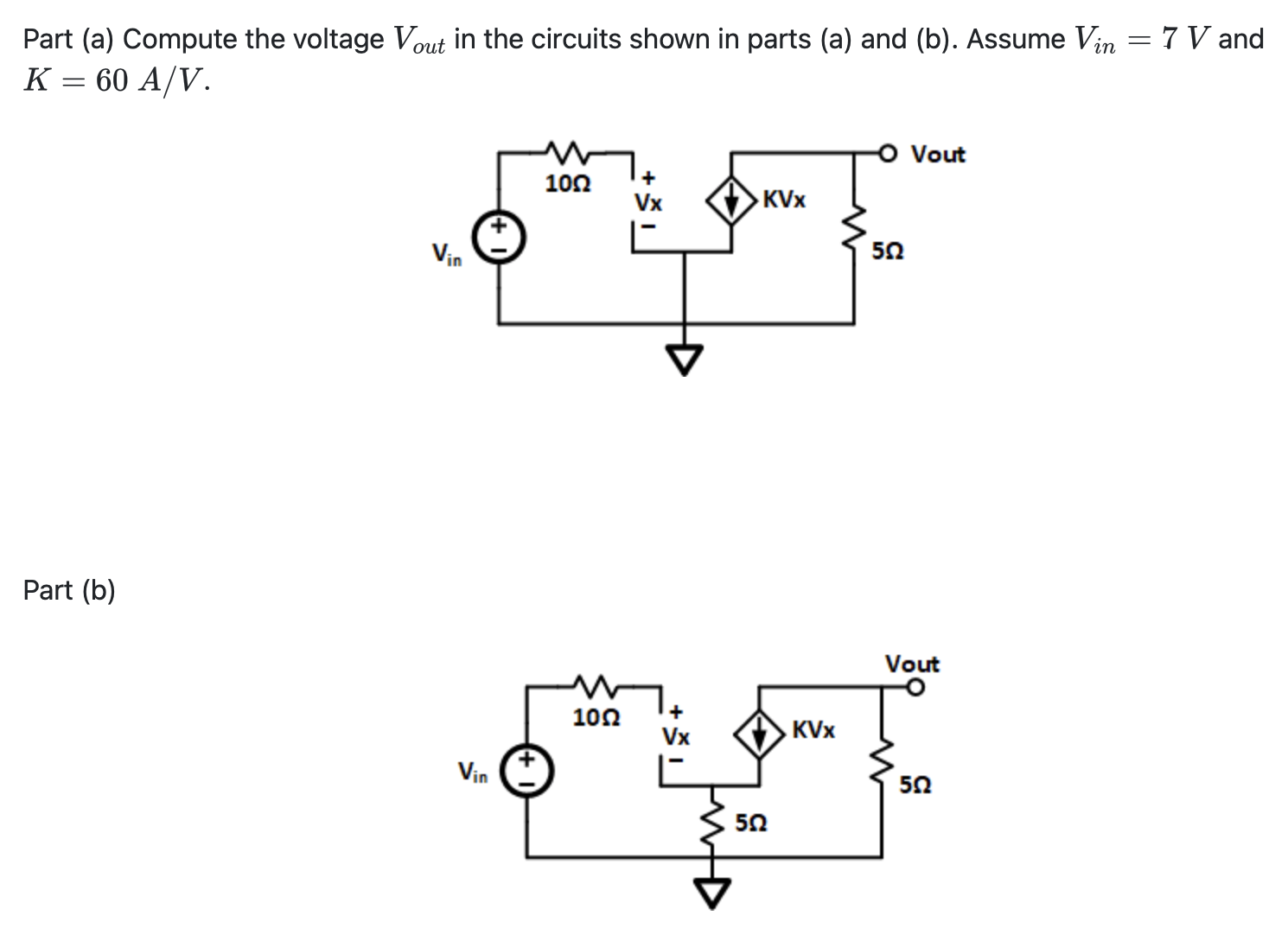 Solved Part (a) Compute the voltage Vout in the circuits | Chegg.com