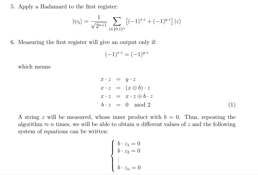 where ∣x n and ∣y m are two registers. Simon's | Chegg.com