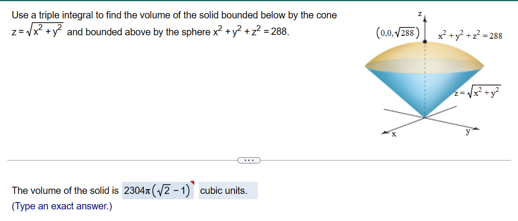 Solved Use a triple integral to find the volume of the solid | Chegg.com