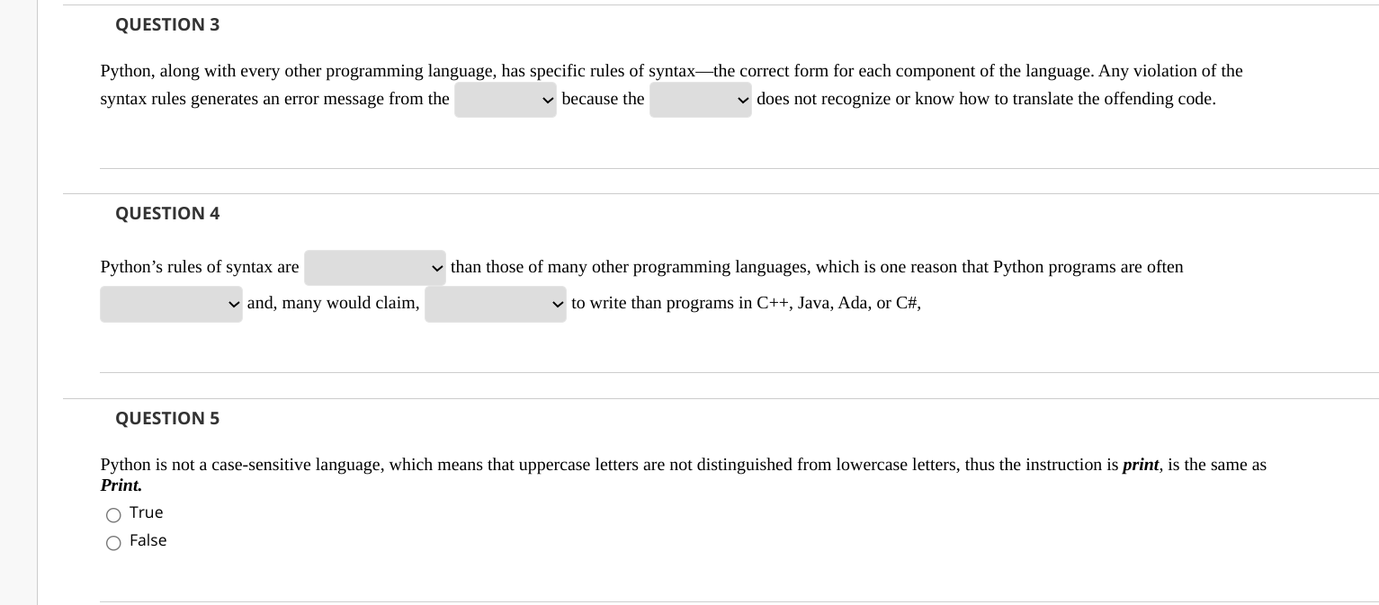 Solved QUESTION 1 Match the Type of statement to its correct | Chegg.com