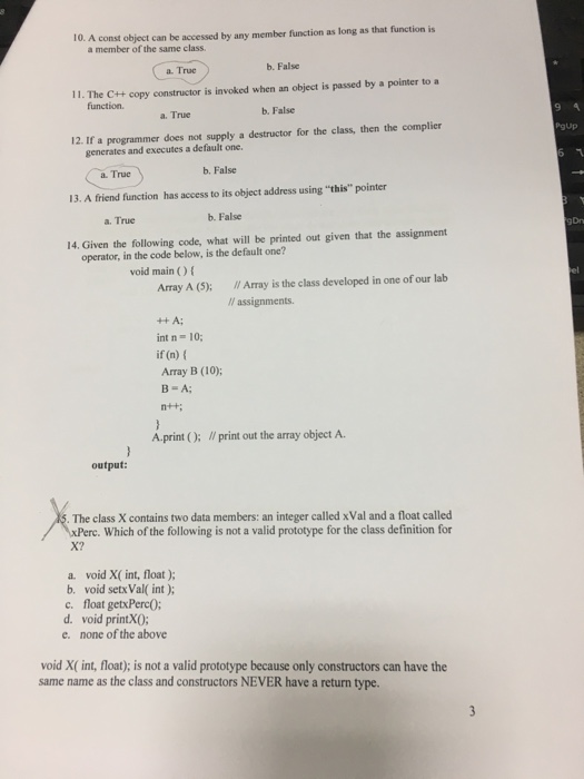 Solved A const object can be accessed by any member function | Chegg.com