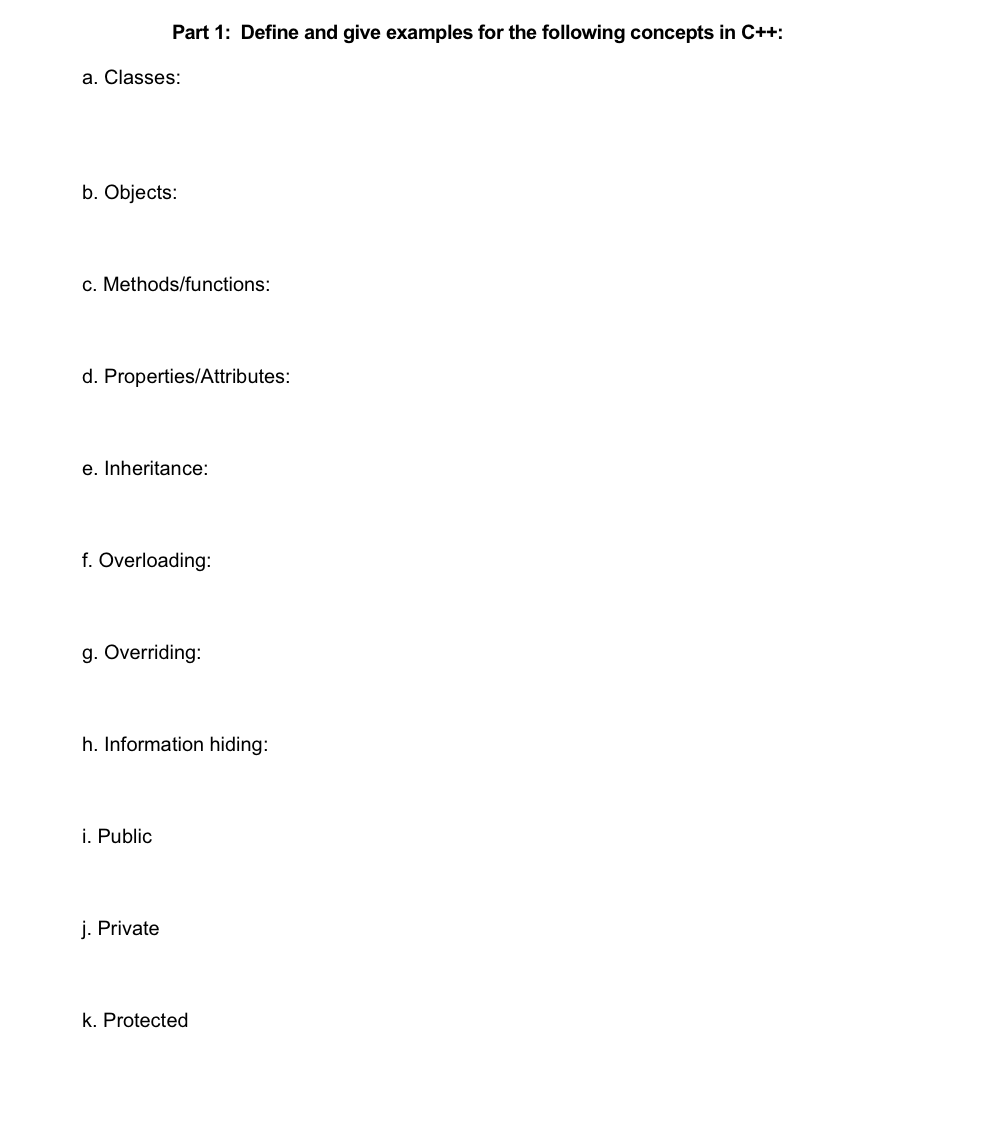 Solved Part 1 Define And Give Examples For The Following