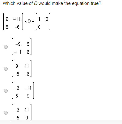 Solved Which value of D would make the equation true? | Chegg.com