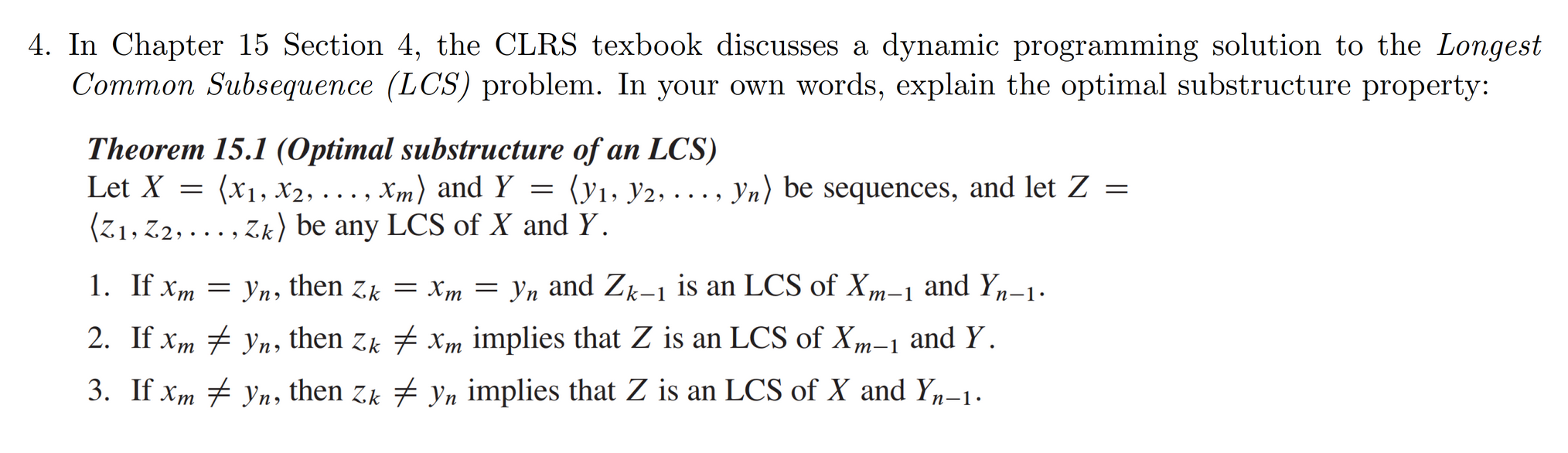 Solved 4. In Chapter 15 Section 4, the CLRS texbook | Chegg.com