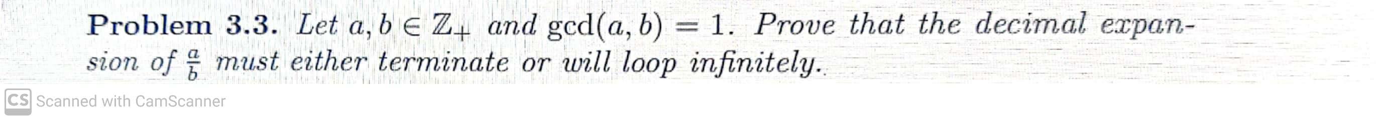 Solved Problem 3.3. Let a,b∈Z+and gcd(a,b)=1. Prove that the | Chegg.com