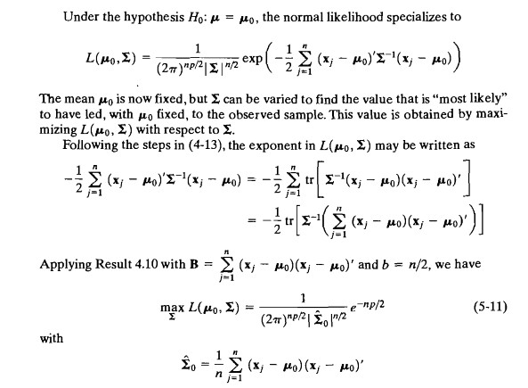 Solved 5.3 Hotelling's T2 and Likelihood Ratio Tests We | Chegg.com