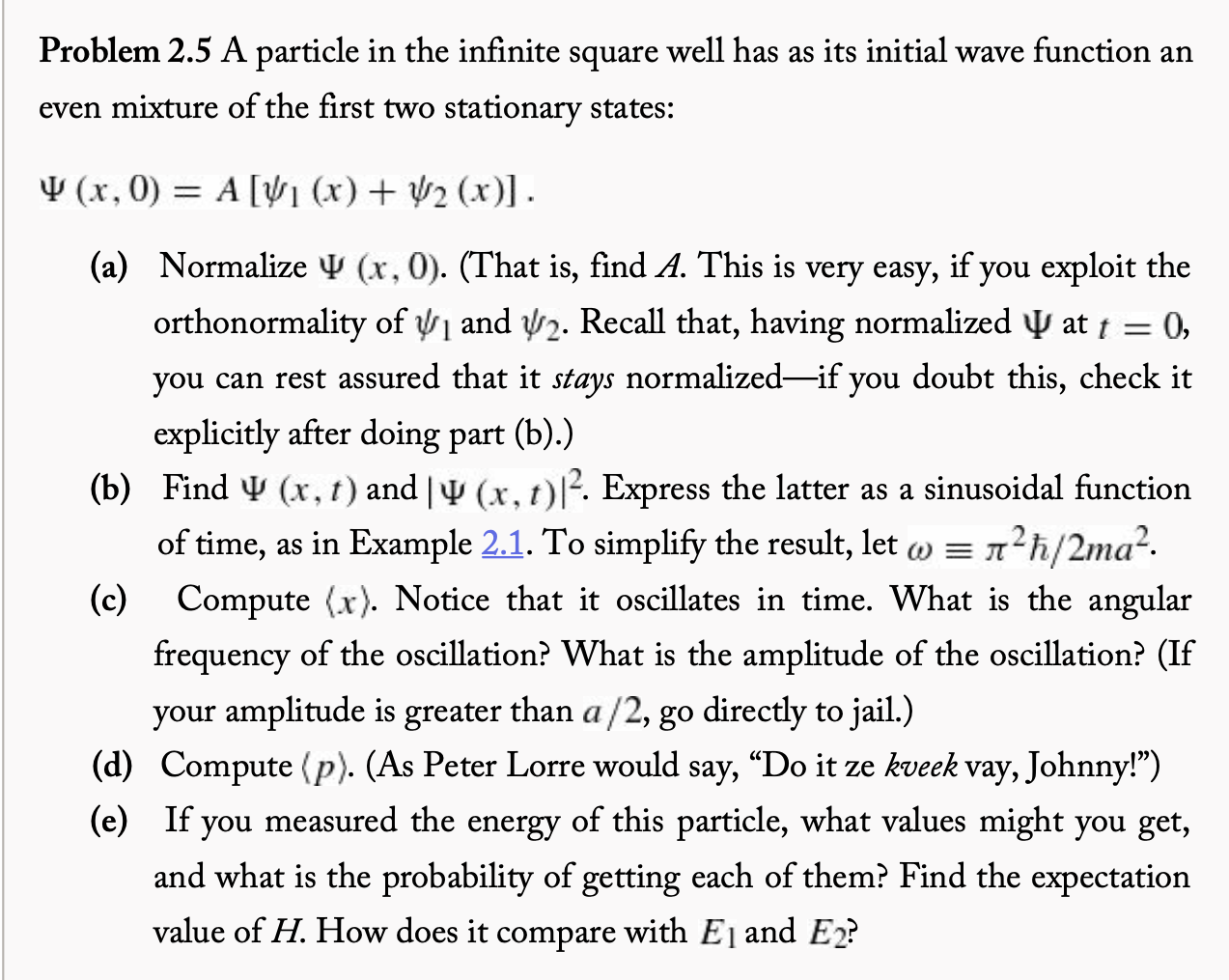 Solved Problem 2 5 A Particle In The Infinite Square Well