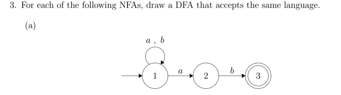Solved 3. For each of the following NFAs, draw a DFA that | Chegg.com