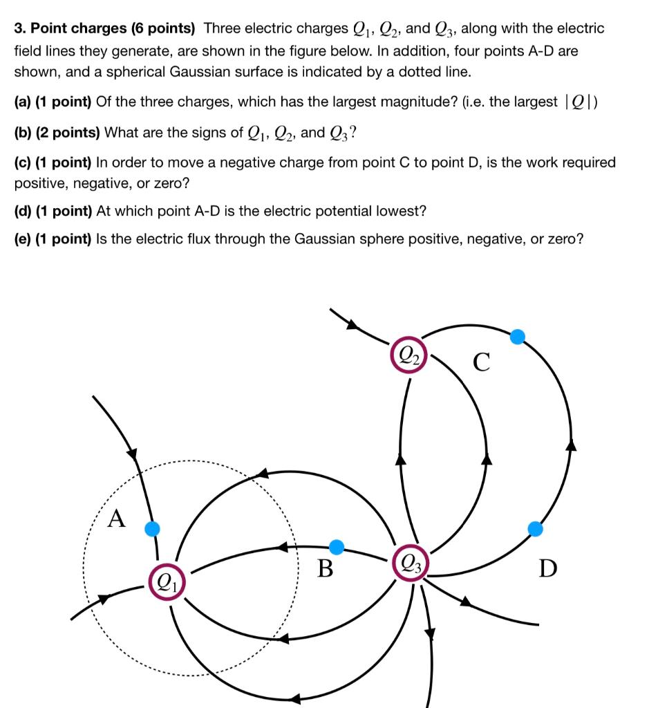 Solved 3. Point charges (6 points) Three electric charges | Chegg.com