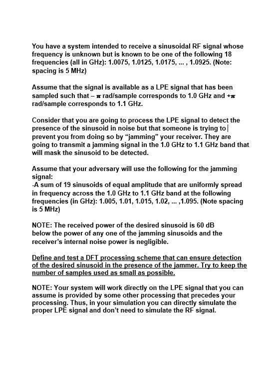 Solved You have a system intended to receive a sinusoidal RF | Chegg.com