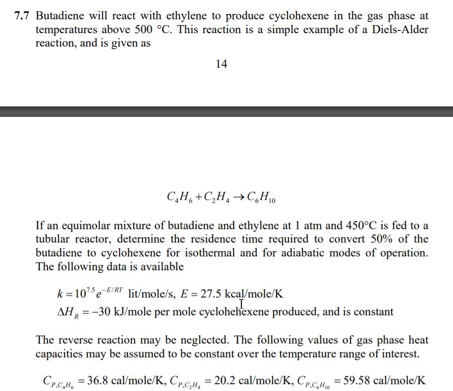 Solved Butadiene will react with ethylene to produce | Chegg.com