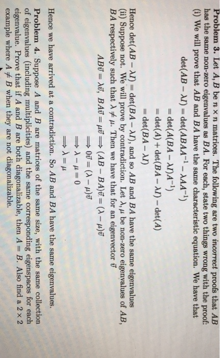 Solved - den Problem 3. Let A, B be nxn matrices. The | Chegg.com