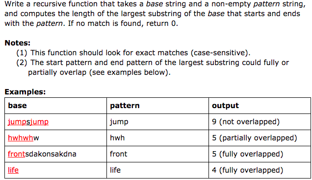 Solved Write a recursive function that takes a base string | Chegg.com