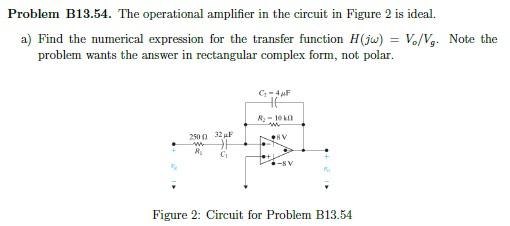 Solved Problem B13.54. The operational amplifier in the | Chegg.com