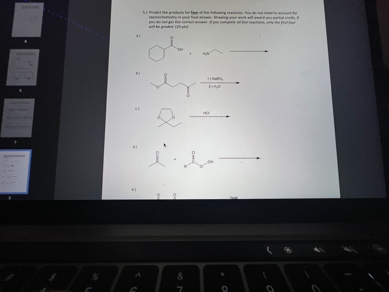 Solved 5.) Predict the products for four of the following | Chegg.com
