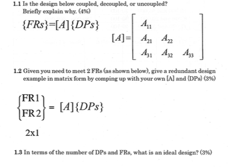 Solved 1.1 Is the design below coupled, decoupled, or | Chegg.com