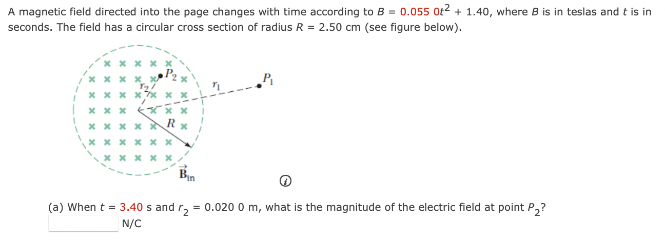Solved agnetic field directed into the page changes with | Chegg.com