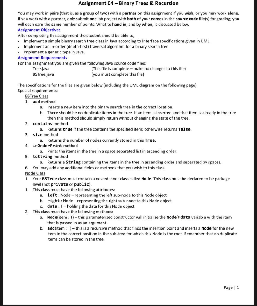 Solved Assignment 04 Binary Trees And Recursion You May Work 5972