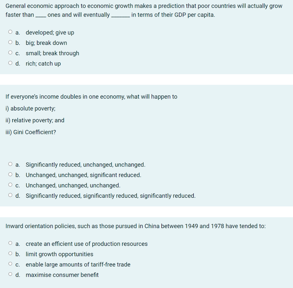 Solved General economic approach to economic growth makes a | Chegg.com