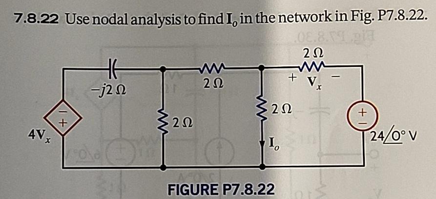 Solved 7.8.22 Use nodal analysis to find I0 in the network | Chegg.com