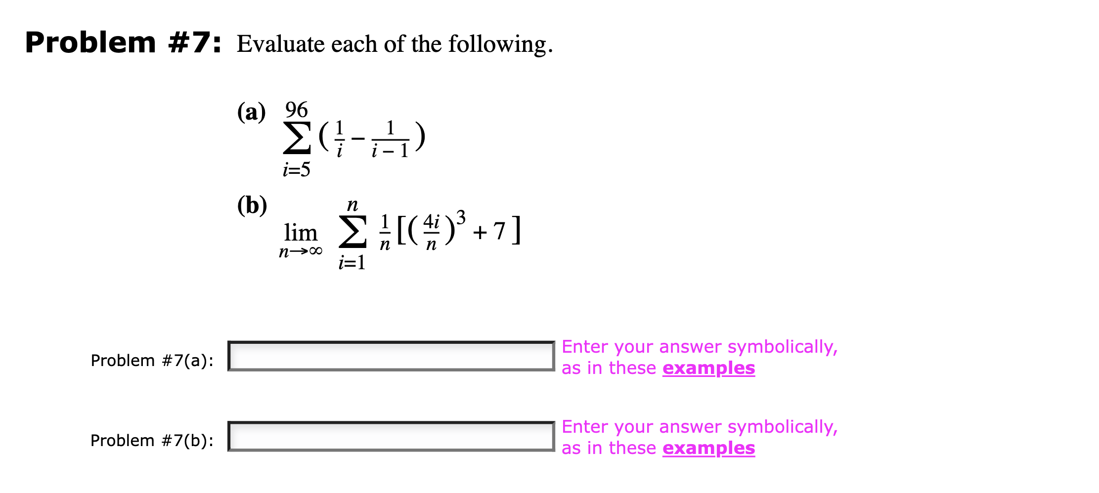 Solved Problem # 7: Evaluate each of the | Chegg.com