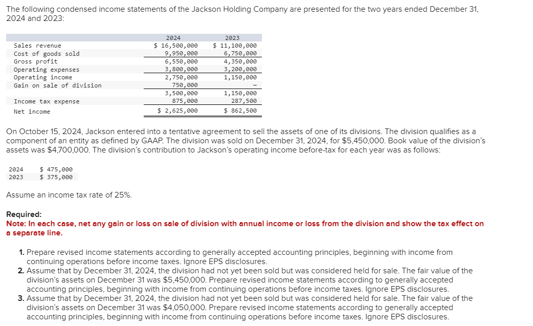 Solved 1.Prepare revised income statements according to | Chegg.com
