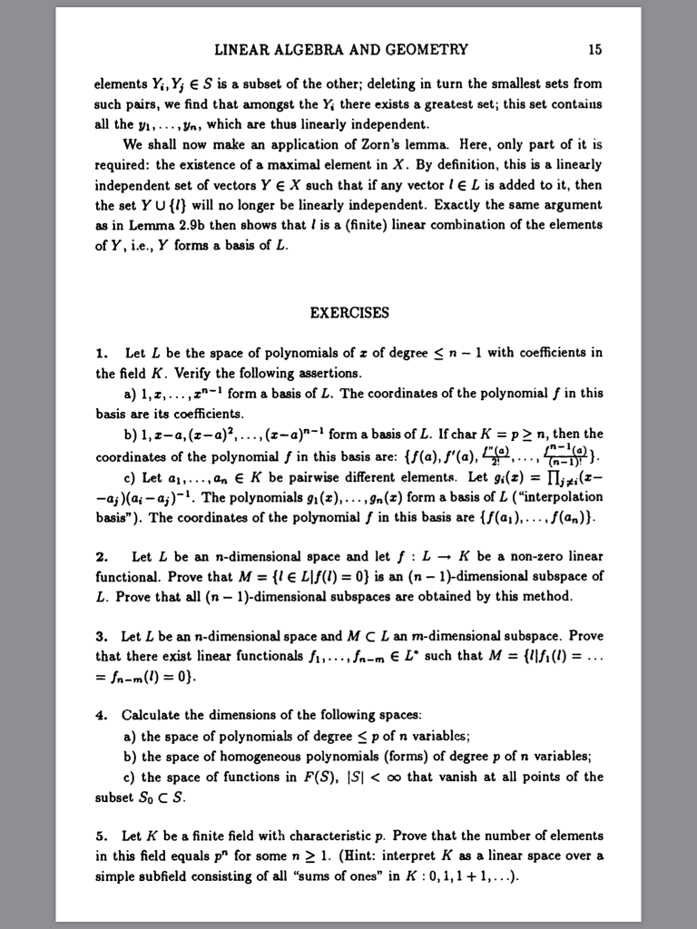 Solved LINEAR ALGEBRA AND GEOMETRY 15 elements Yi, Y; ES is | Chegg.com