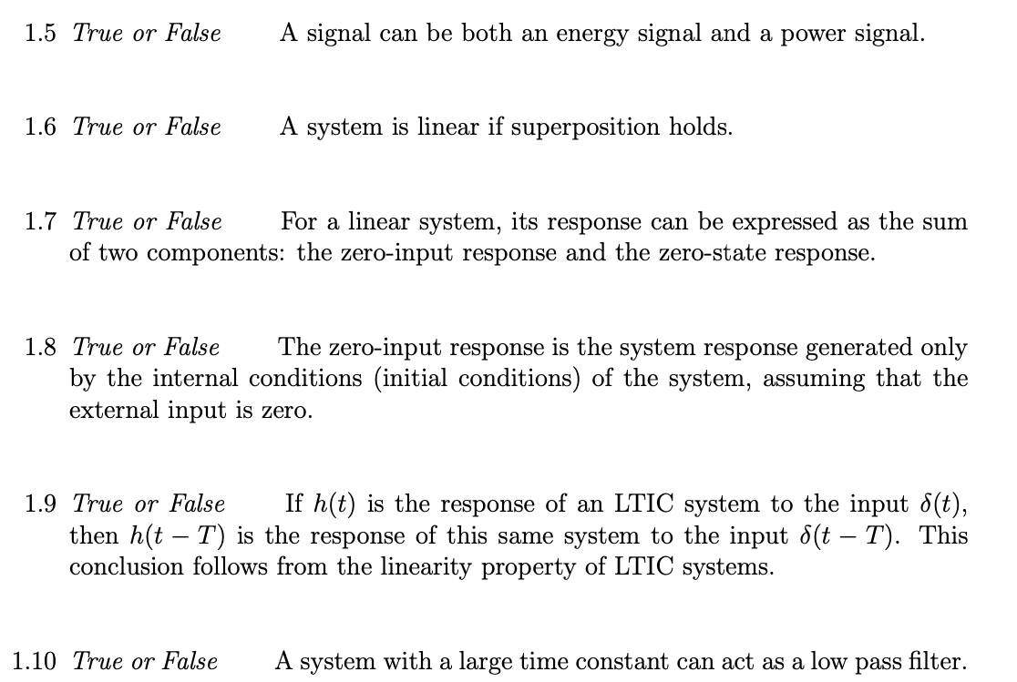 Solved 1.5 True or False A signal can be both an energy | Chegg.com