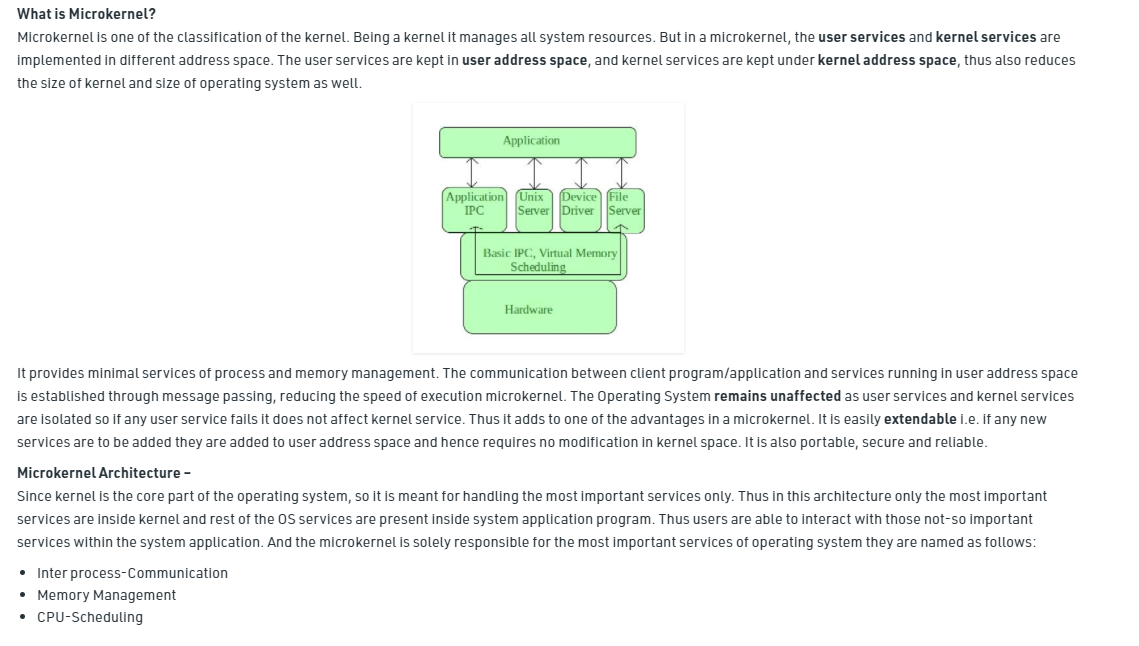 Solved What is Microkernel? Microkernel is one of the | Chegg.com