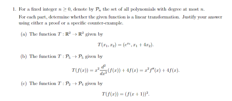 Solved 1. For a fixed integer n≥0, denote by Pn the set of | Chegg.com