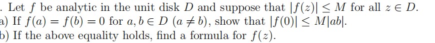 Solved Let f ﻿be analytic in the unit disk D ﻿and suppose | Chegg.com