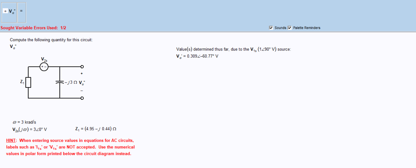 Solved Sought Variable Errors Used: 1/2 Sounds Palette | Chegg.com