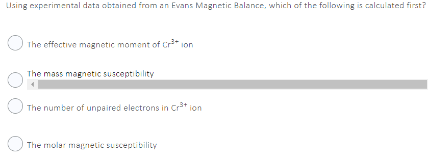Solved Using experimental data obtained from an Evans | Chegg.com