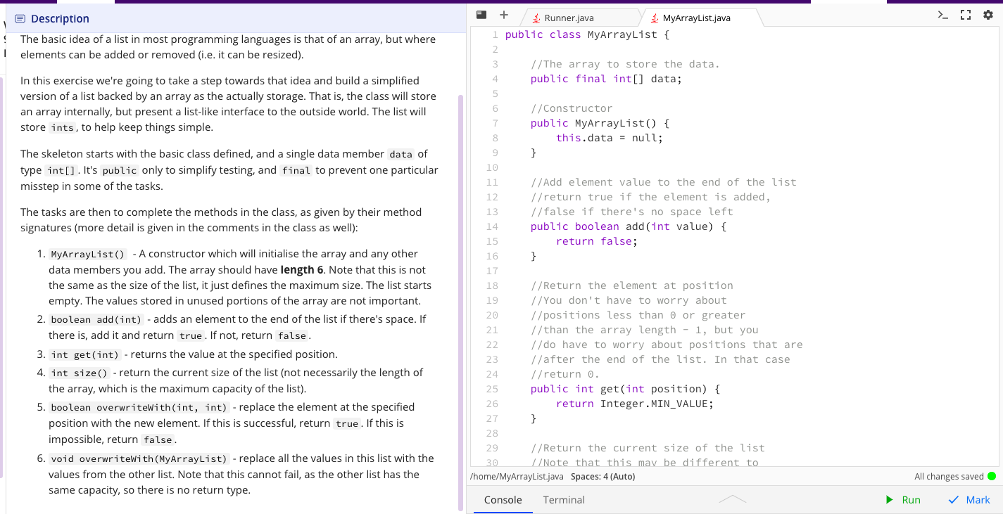 Solved 2 Myarraylist Required Exercise 3 The Array To 
