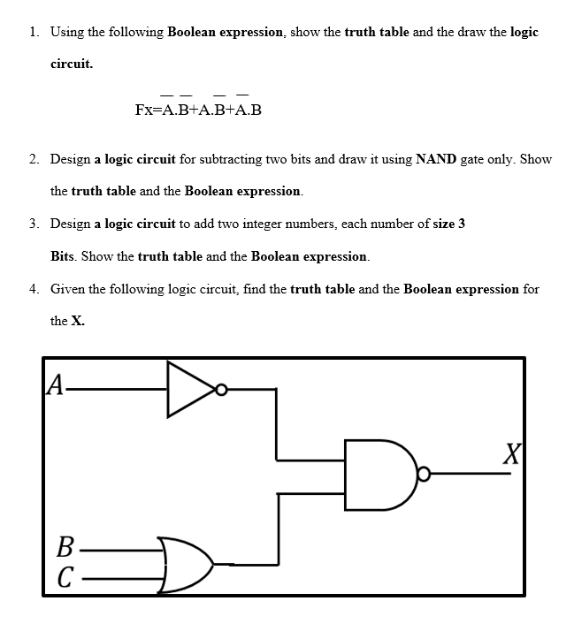Solved 1. Using the following Boolean expression, show the | Chegg.com