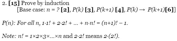 Solved 2. [15] Prove by induction [Base case: | Chegg.com