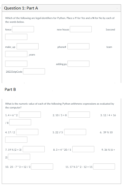 Solved Question 1: Part A Which of the following are legal | Chegg.com