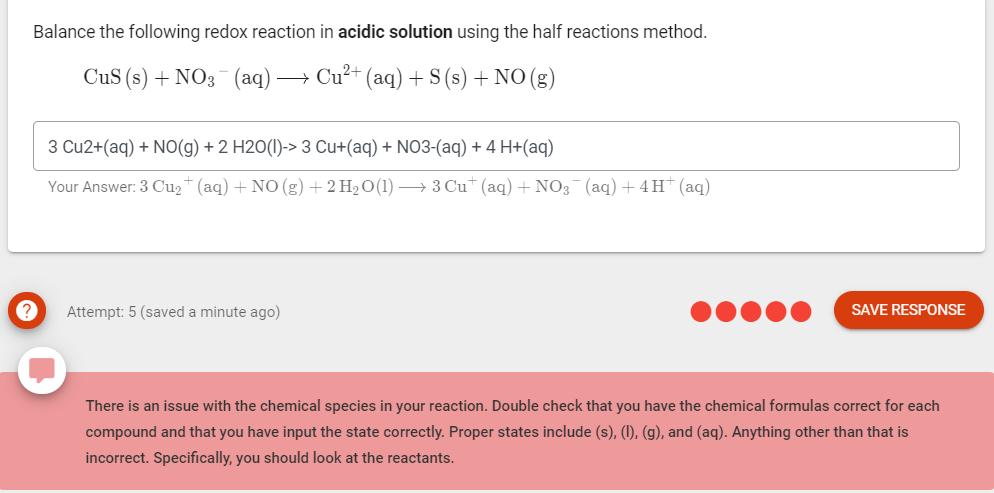 Solved Balance the following redox reaction in acidic | Chegg.com