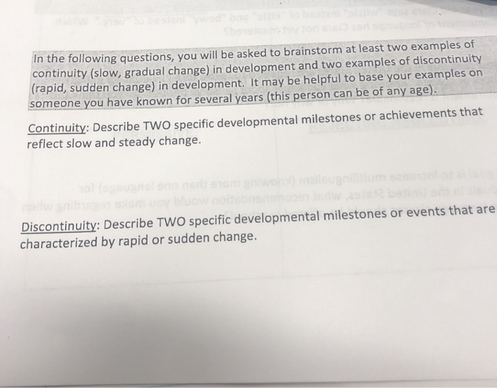 Solved describe two specific development milestones or | Chegg.com