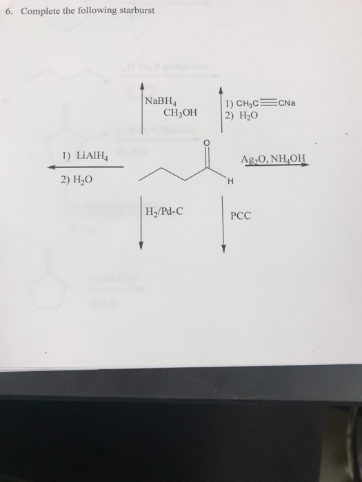 Solved 6. Complete the following starburst NaBH4 CH3OH 2) | Chegg.com