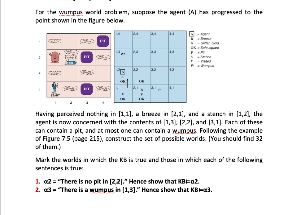 Solved For the wumpus world problem, suppose the agent (A) | Chegg.com