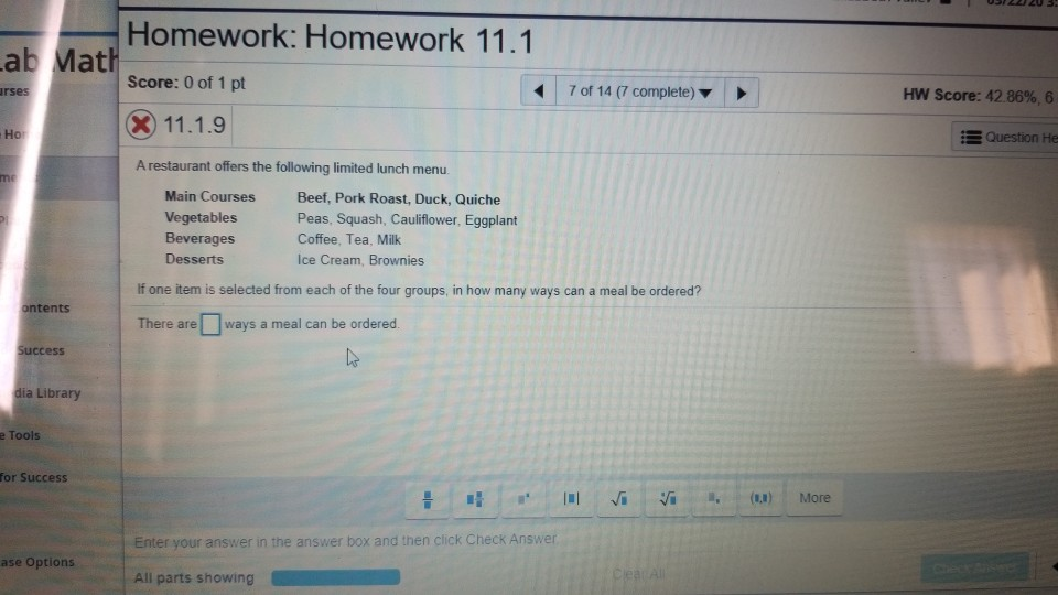 Solved - 05/22203 Homework: Homework 11.1 Lab Mati Score: 0 | Chegg.com
