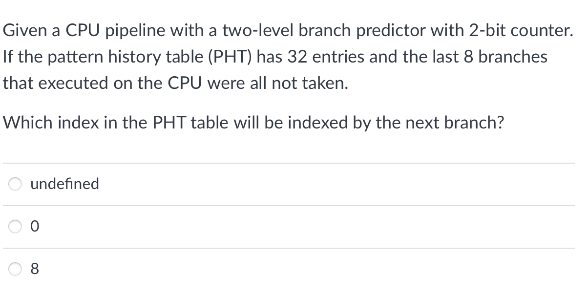 Solved Given a CPU pipeline with a two-level branch | Chegg.com