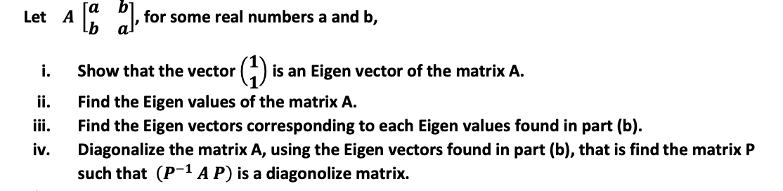 Solved Let all for some real numbers a and b, i. (1) ii. | Chegg.com
