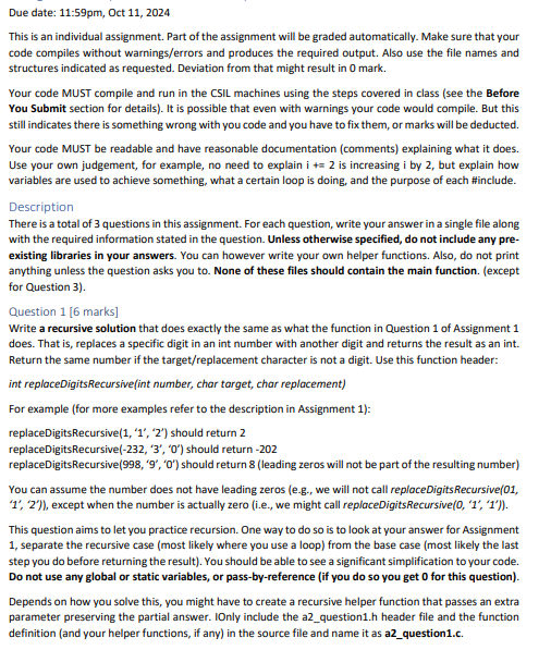 Solved Due date: 11:59pm, ﻿Oct 11, 2024This is an individual | Chegg.com