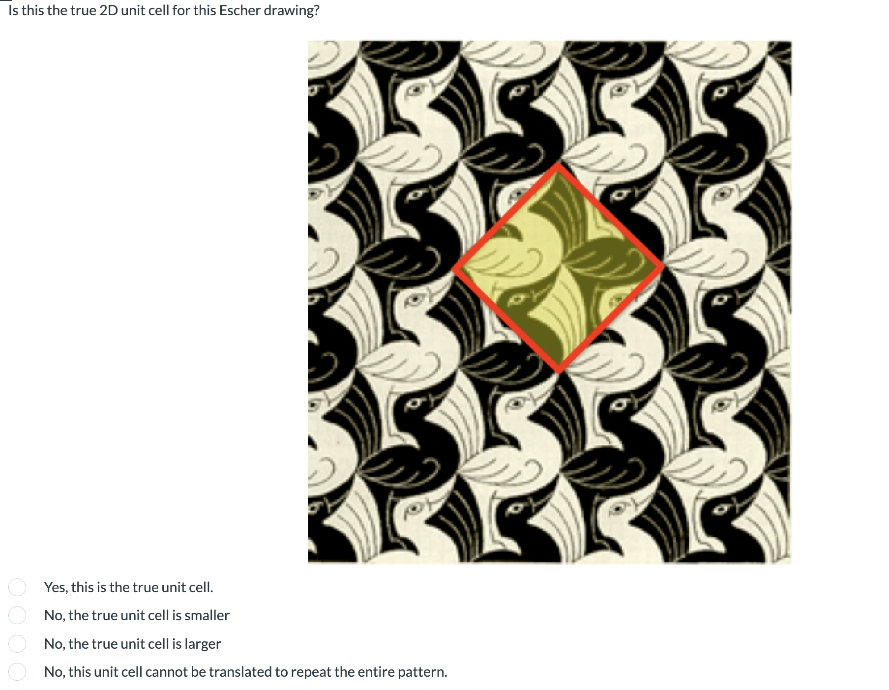 Solved Is this the true 2D unit cell for this Escher | Chegg.com