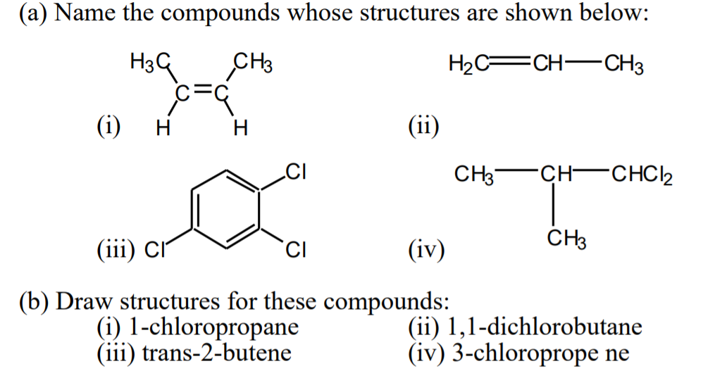 Solved (a) Name the compounds whose structures are shown | Chegg.com