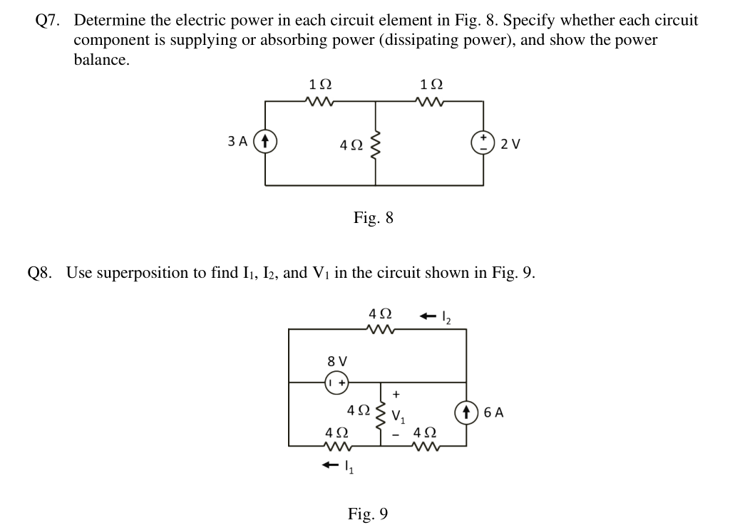 Solved Q7. Determine the electric power in each circuit | Chegg.com